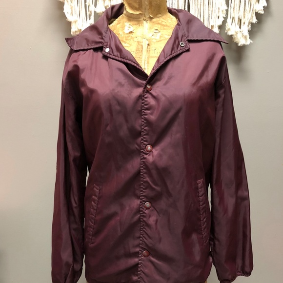 Jackets & Coats | Vintage Maroon Rain Coat | Poshmark